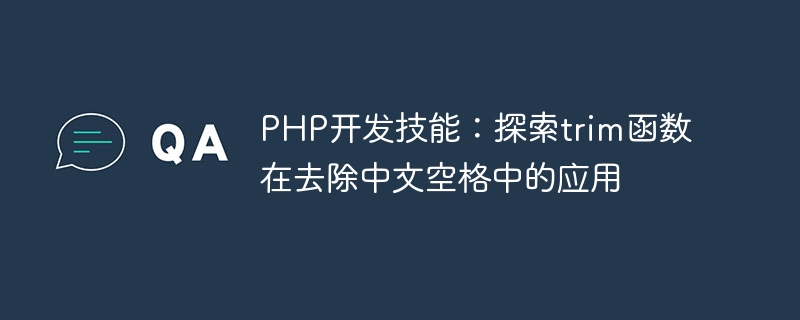 PHP开发技能：探索trim函数在去除中文空格中的应用 - 叮当号