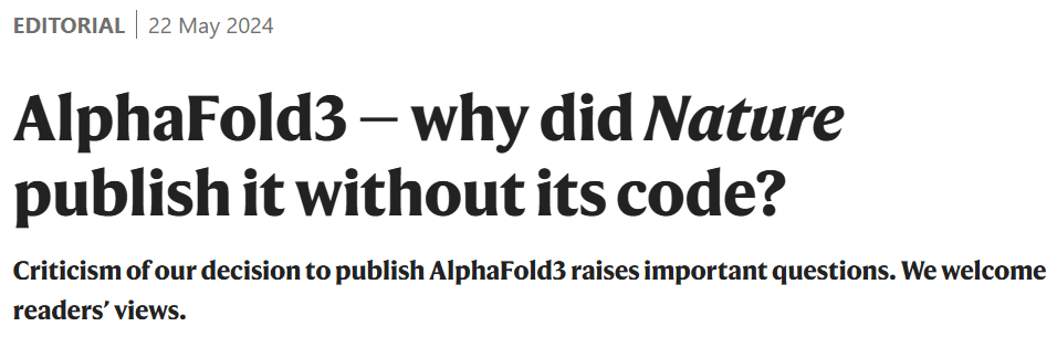 Nature回应：为什么在没有代码的情况下发布AlphaFold3？ - 叮当号