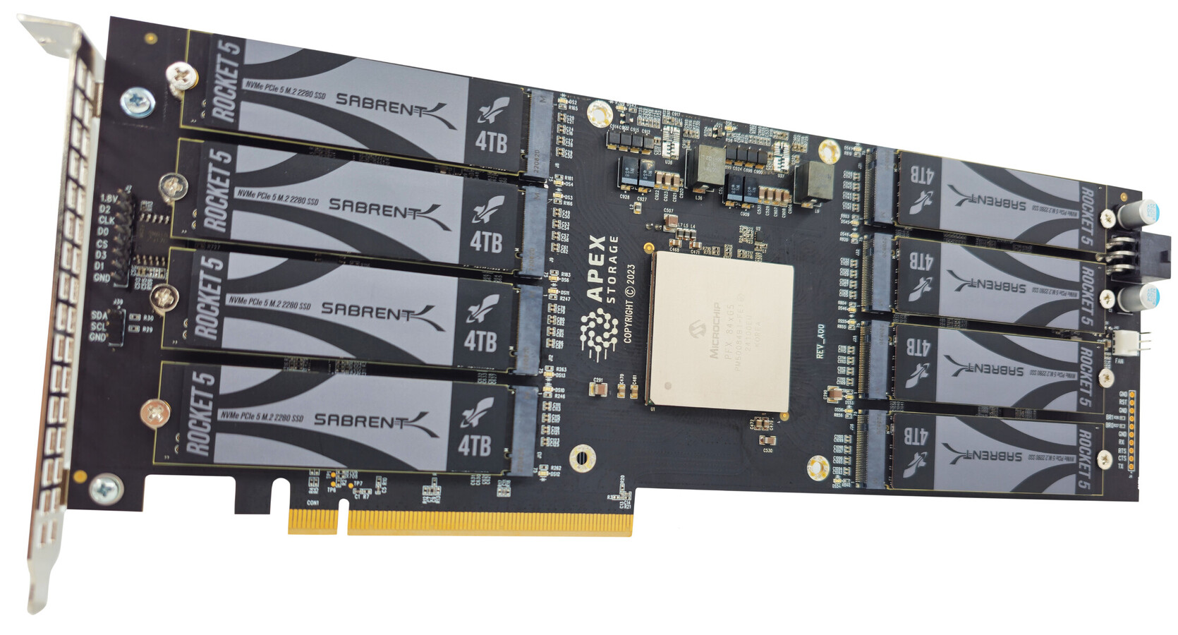 16 个 M.2 插槽、56 GB/s 读取速度，Sabrent 展示 Apex X16 Rocket 5 Destroyer 扩展卡性能 - 叮当号