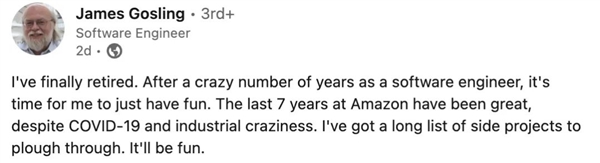 69岁的Java之父终于退休了 他竟然也经历过职场PUA - 叮当号